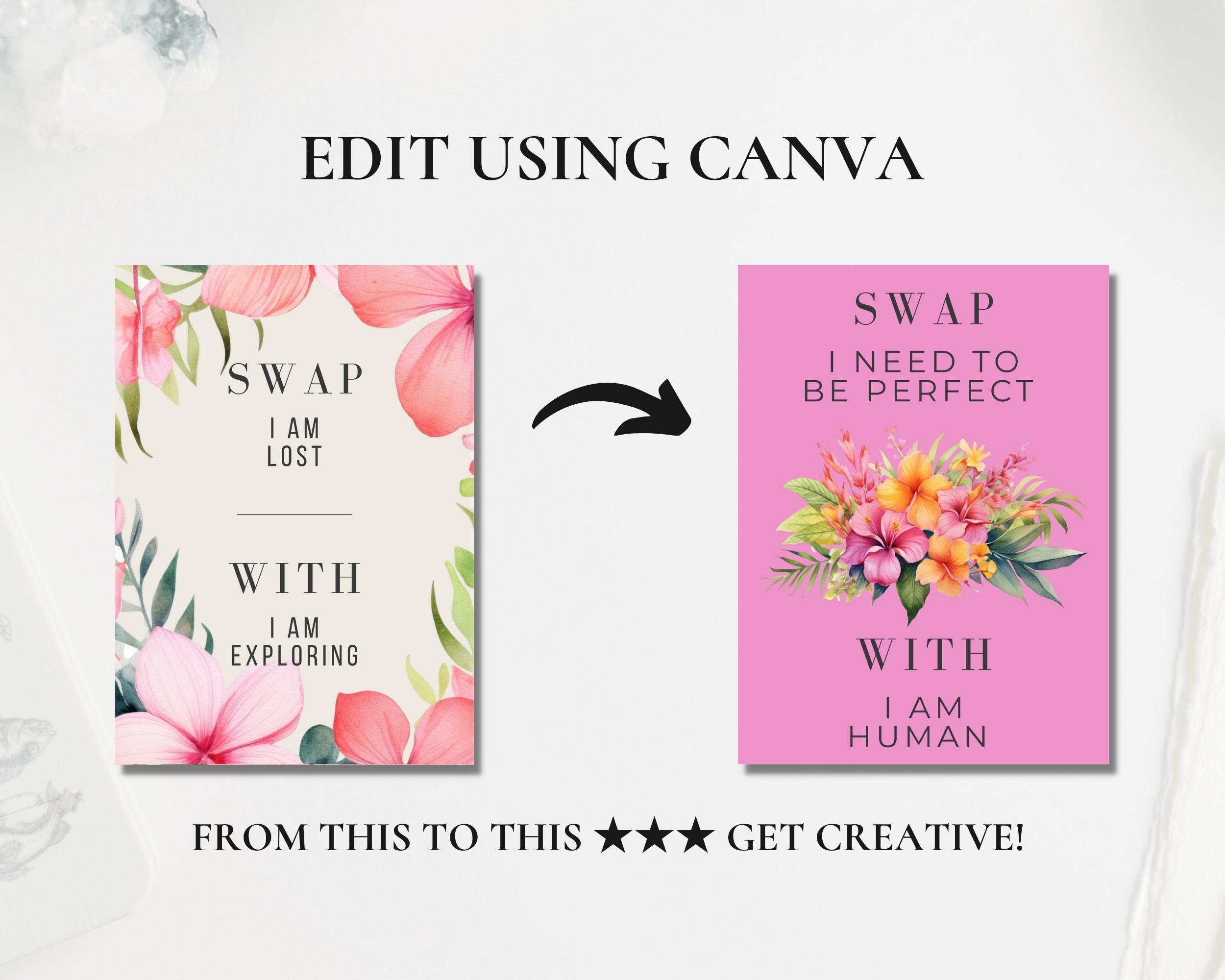Affirmation Cards Template Canva Positive Phrases Printable - Etsy