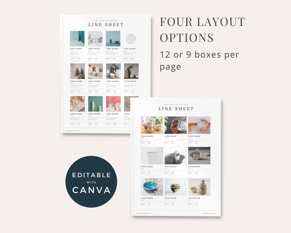 Wholesale Line Sheet Templates, Pricing Pages, Line Sheet for Wholesale ...