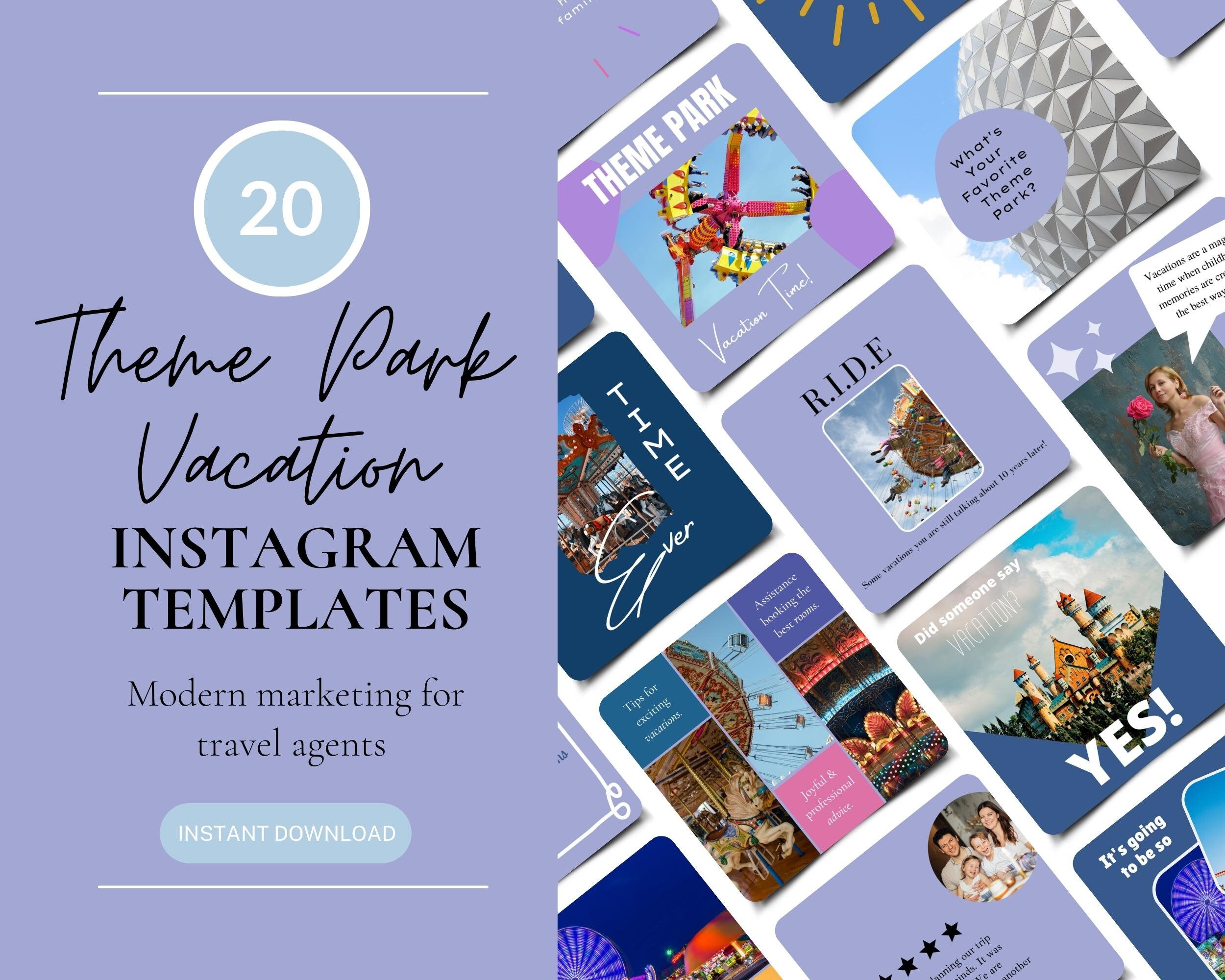 20 Theme Park Vacation Templates, Canva Templates for Travel Agents ...