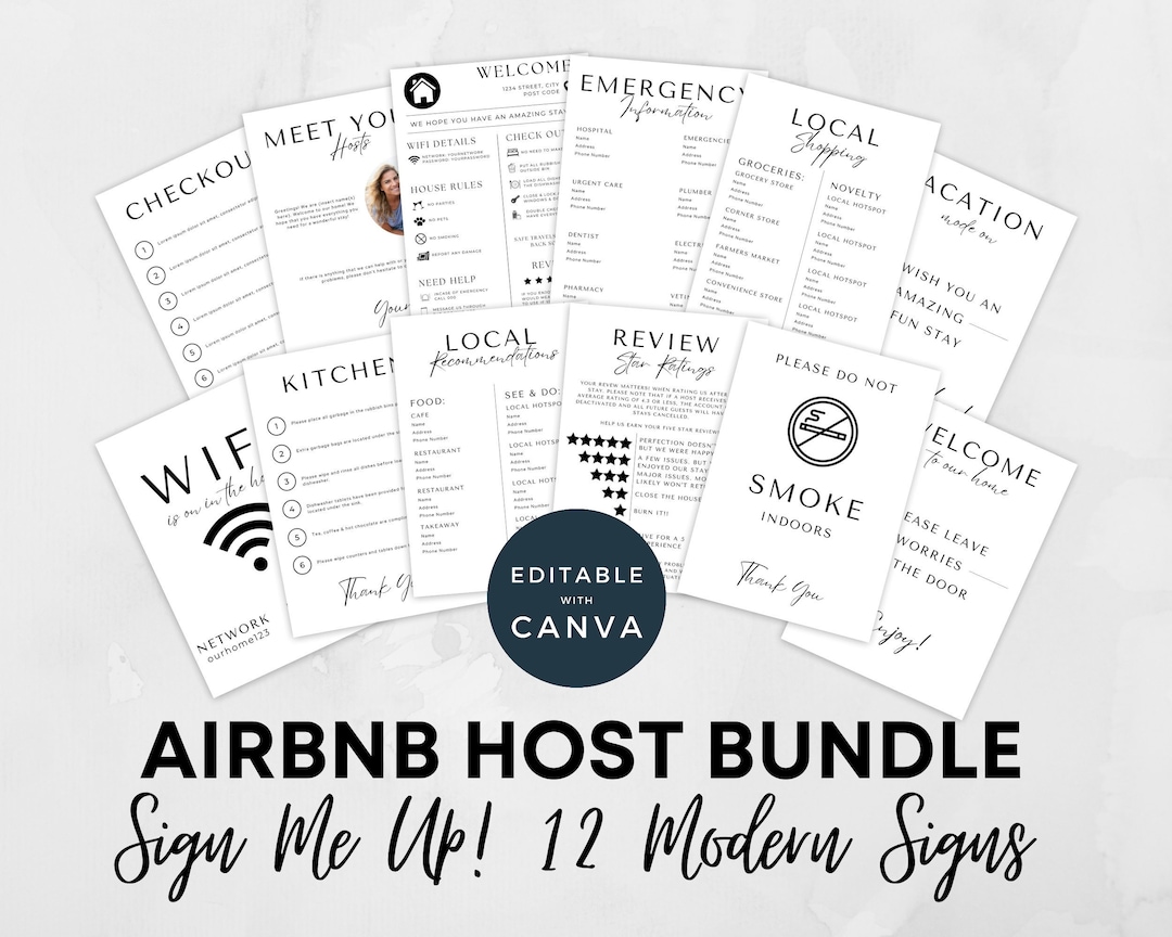 Airbnb Host Bundle, Airbnb Signs, Airbnb Signage Templates, Airbnb ...