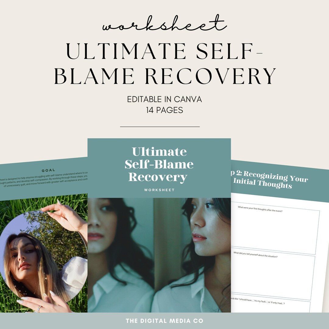 Ultimate Self Blame Recovery Worksheet | Printable Mental Health ...