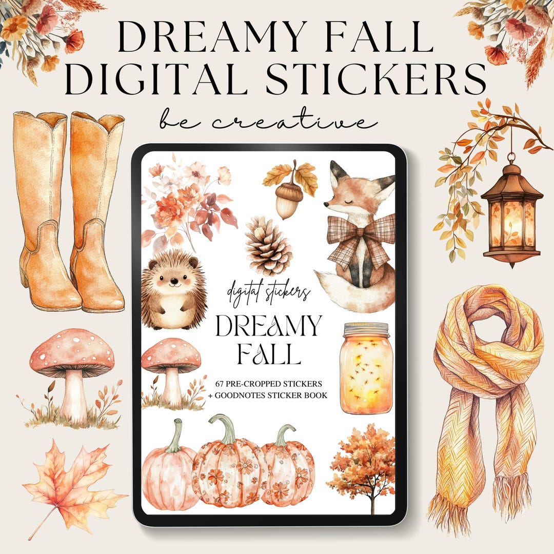 Dreamy Fall Digital Planner Stickers, Autumn Seasonal Stickers ...