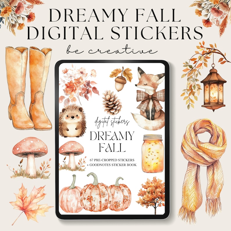 Dreamy Fall Digital Planner Stickers, Autumn Seasonal Stickers ...