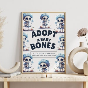 Adopt A Skeleton Sign, Halloween Printable, Halloween Favor, Spooky ...