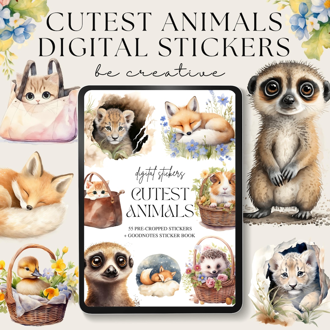 Cutest Animals Digital Planner Stickers, Safari Animal Goodnotes ...