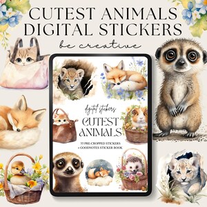 Cutest Animals Digital Planner Stickers, Safari Animal Goodnotes ...