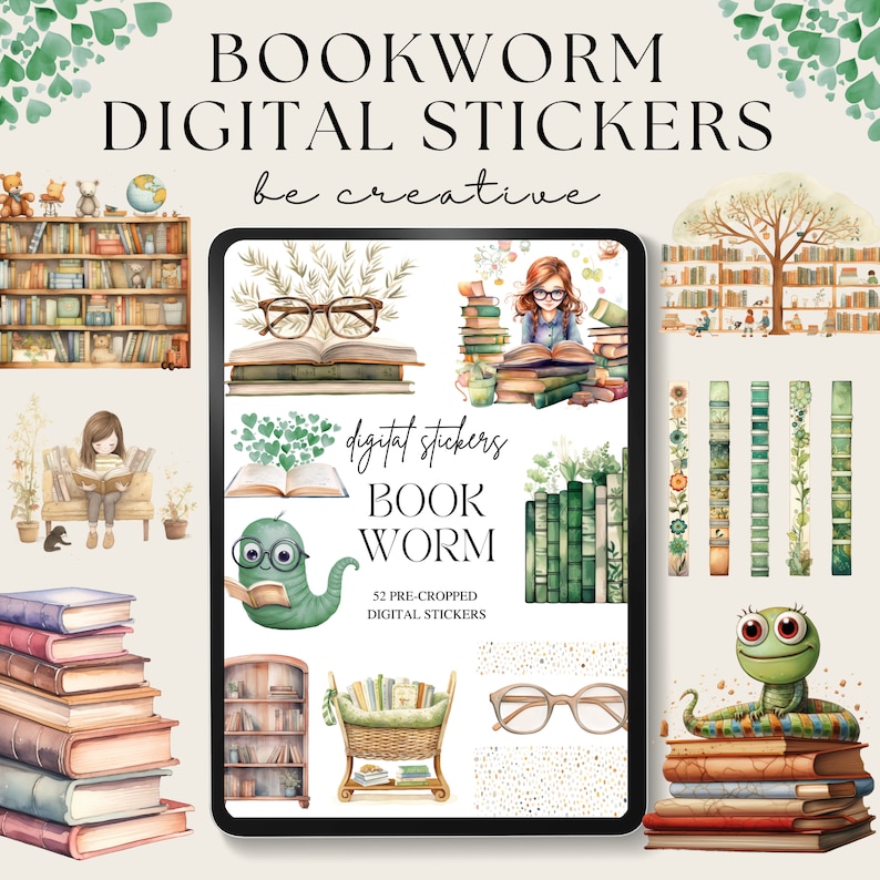Book Lover Digital Planner Stickers | Digital Sticker Book | Goodnotes ...