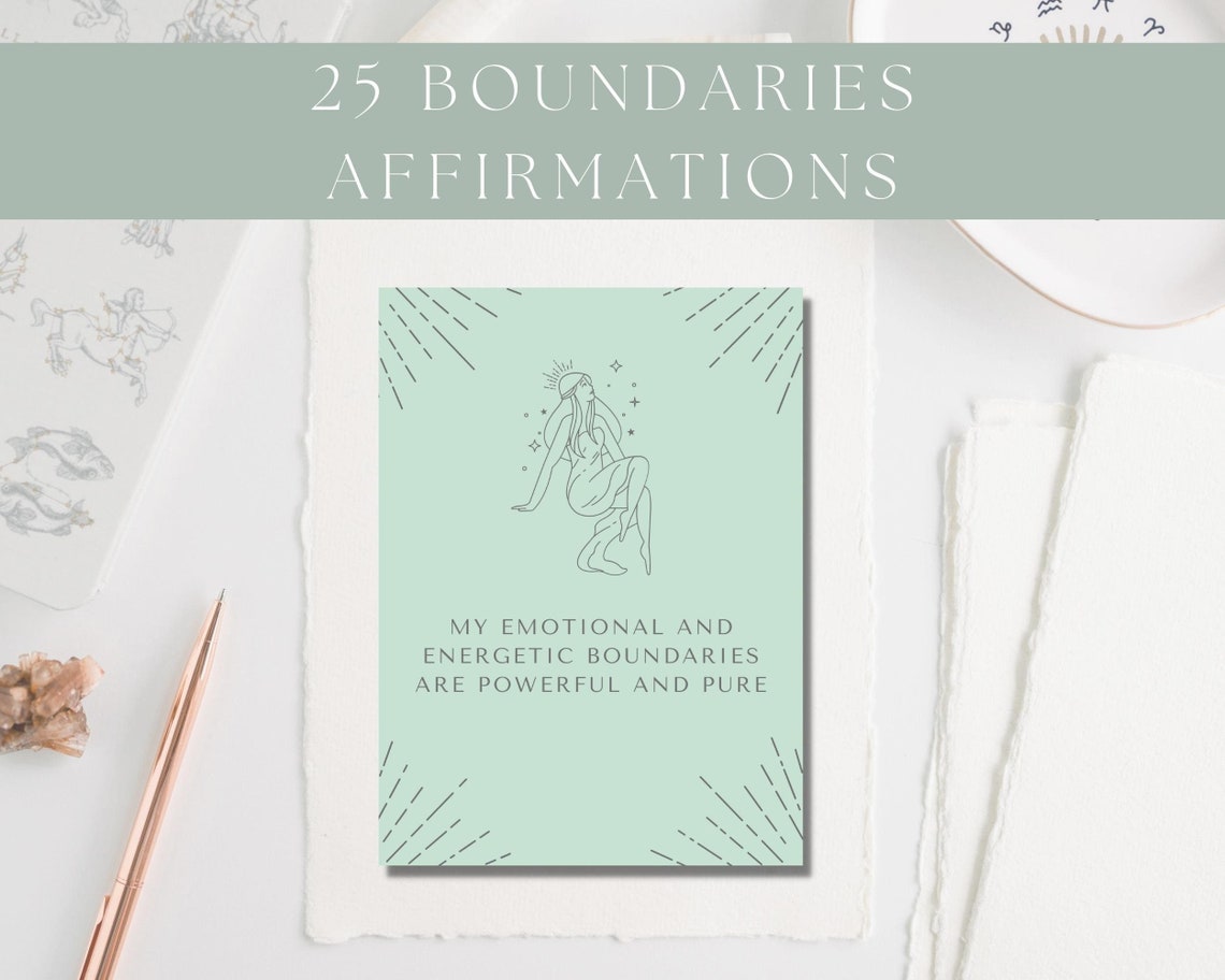 Affirmation Cards Template Canva, Boundaries Affirmation Cards ...