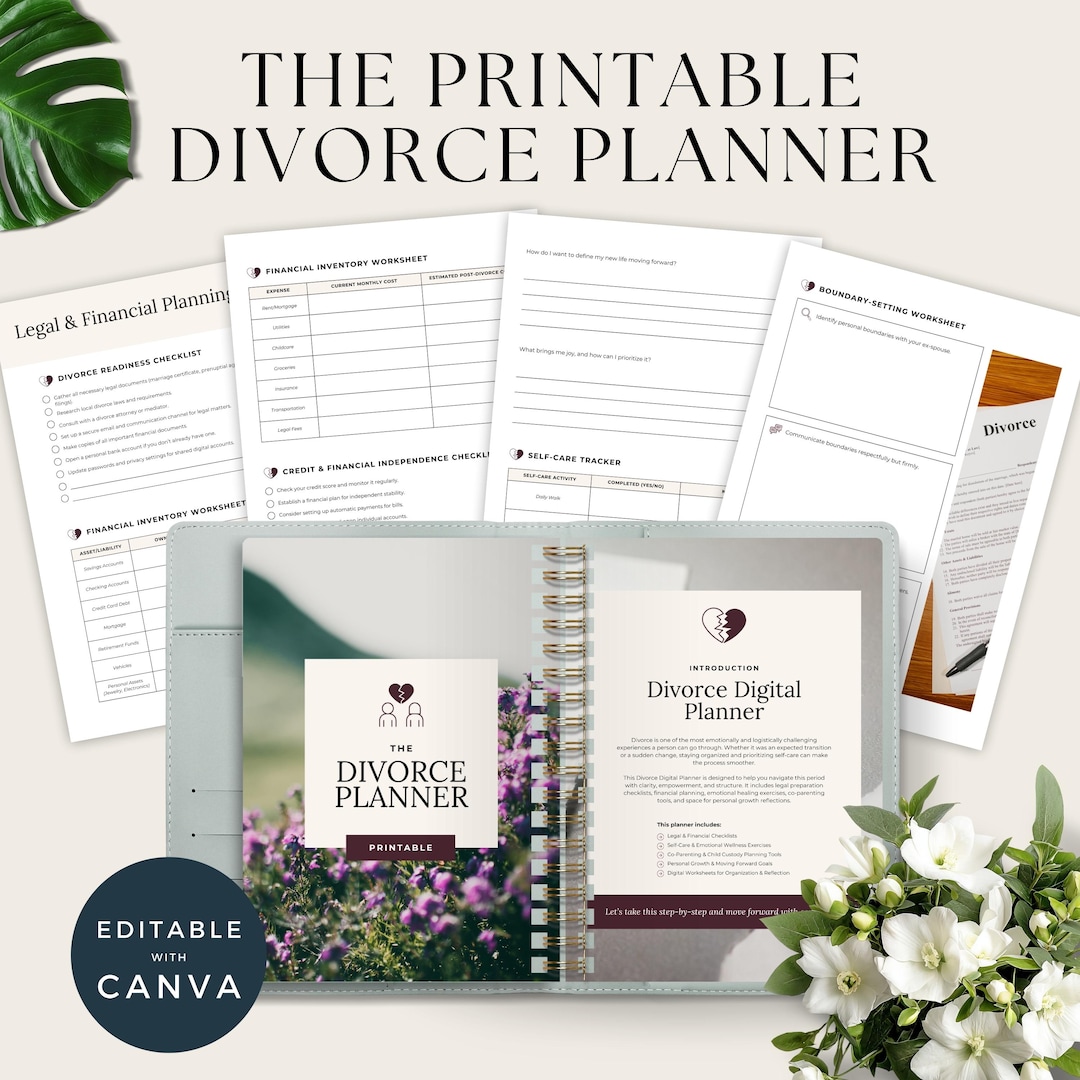 Printable Divorce Planner, Digital Divorce Organizer, Self-care, Legal ...