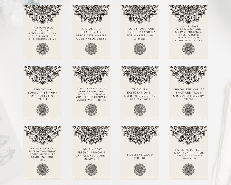 Boho Affirmation Cards Template Canva, Affirmation Station, Printable ...