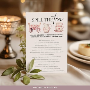 Spill the Tea Game, Fun Game Printable, Adult Tea Party Game, Brunch ...