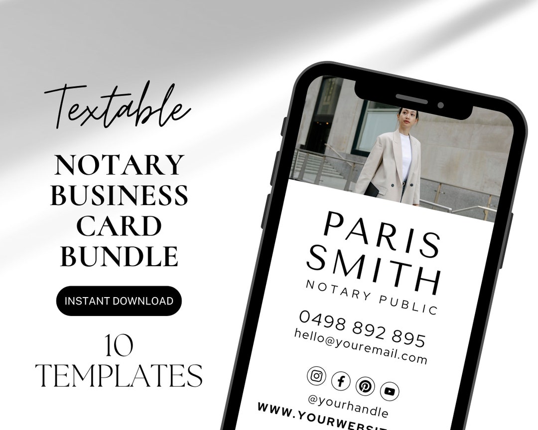 Notary Textable Digital Business Card Bundle, Notary Marketing, Canva ...