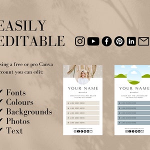 Canva Bio Template, Landing Page Social Media Bios, Linktree ...