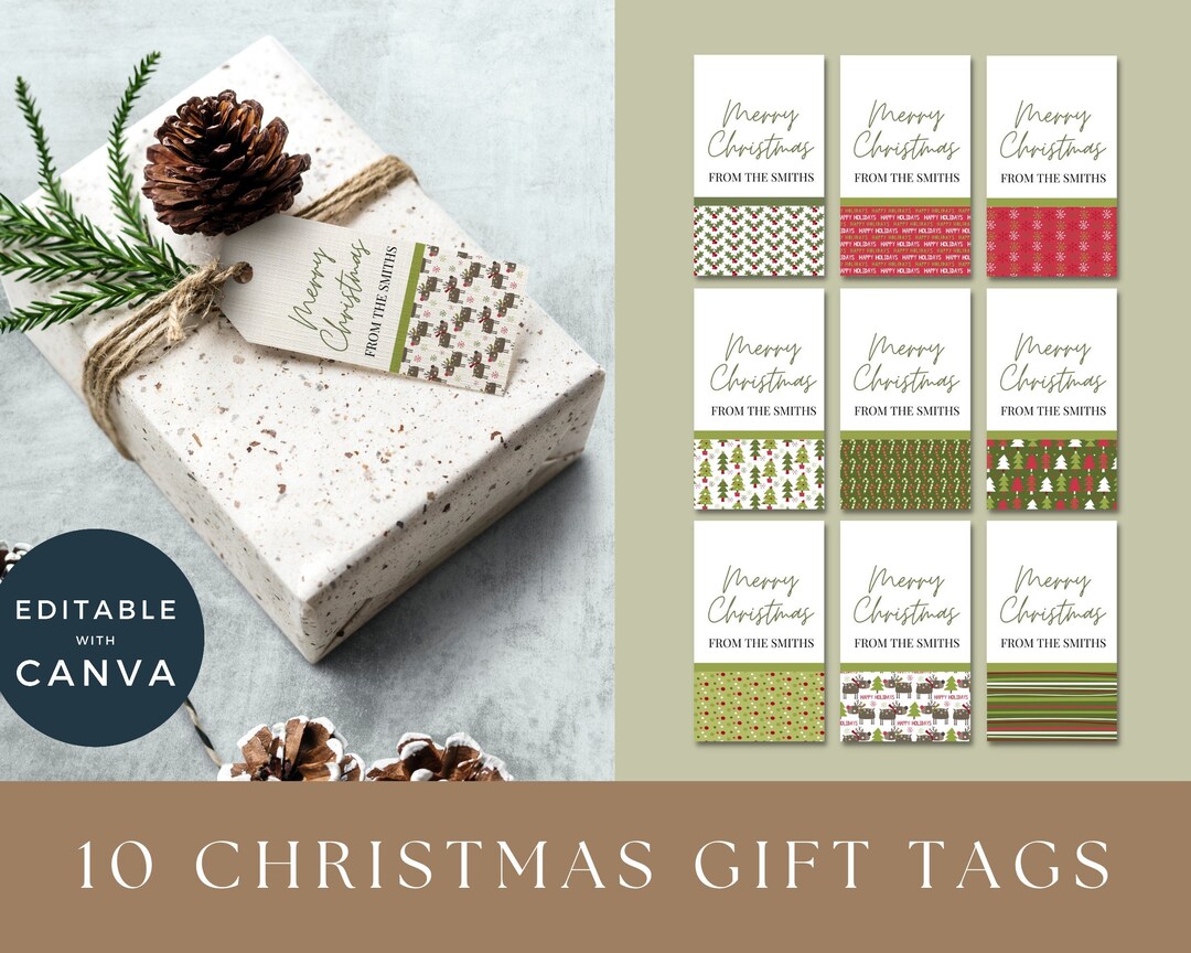 Canva Template Christmas Gift Tag, Christmas Gift Tag Template ...