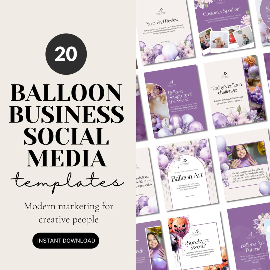 Balloon Business Social Media Templates - Etsy