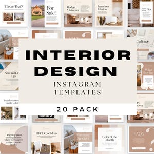 Modern Interior Design Instagram Templates | 20 Canva Editable Posts ...