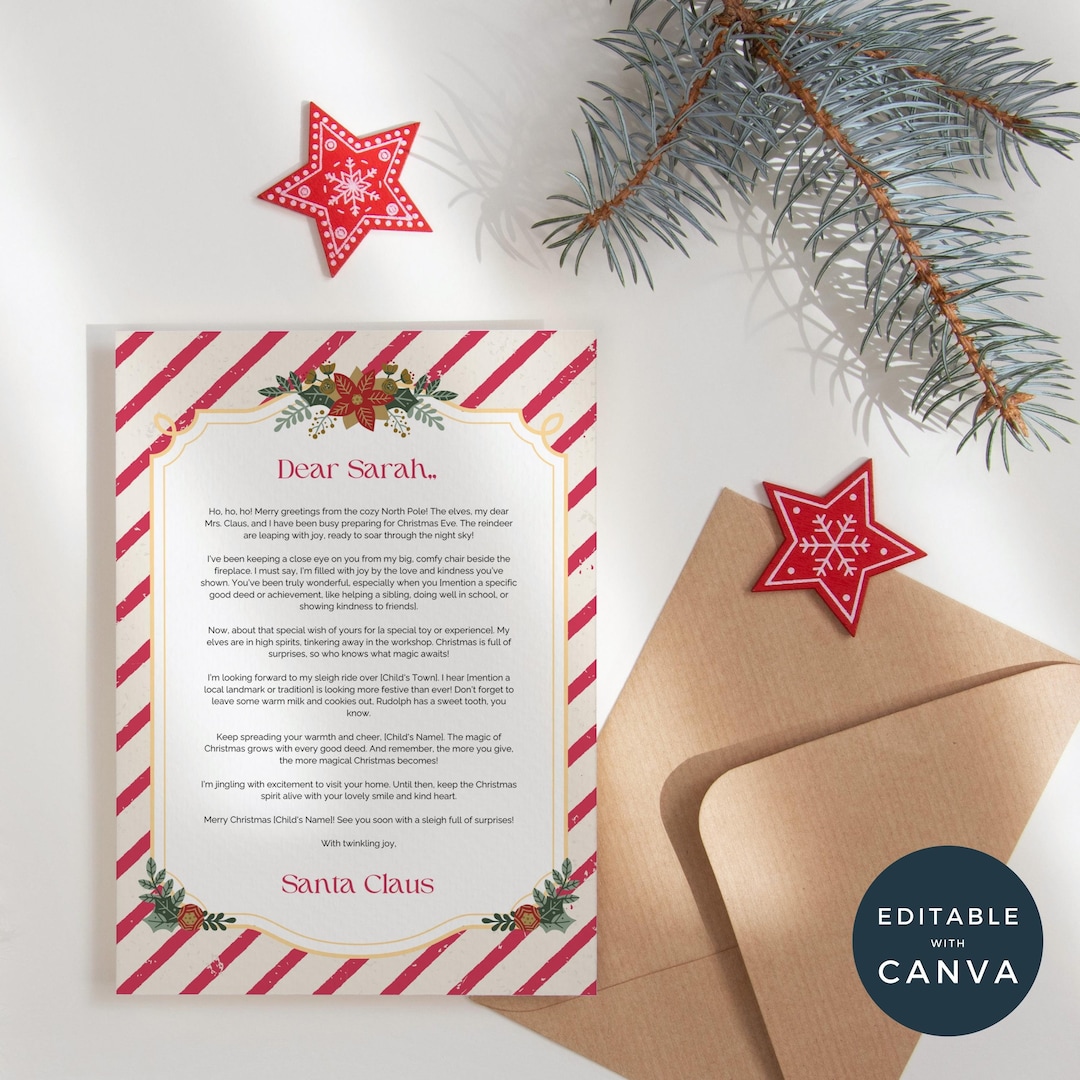 Christmas Letter From Santa Printable, Custom Santa Claus Letter ...