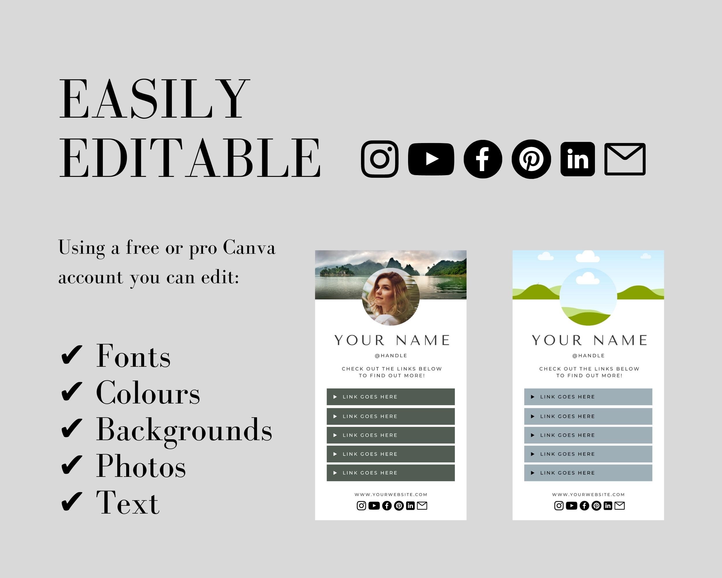 Canva Bio Template Landing Page Social Media Bios Linktree - Etsy