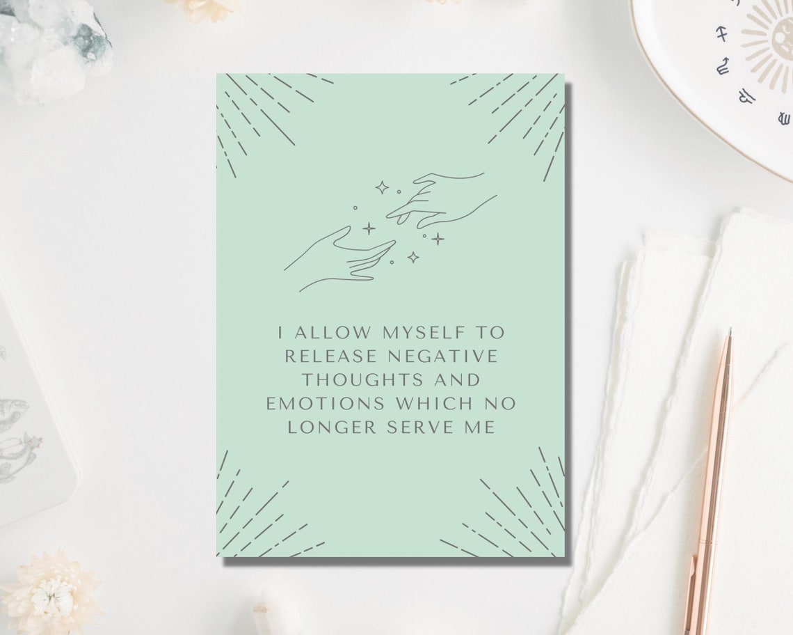Affirmation Cards Template Canva Boundaries Affirmation - Etsy