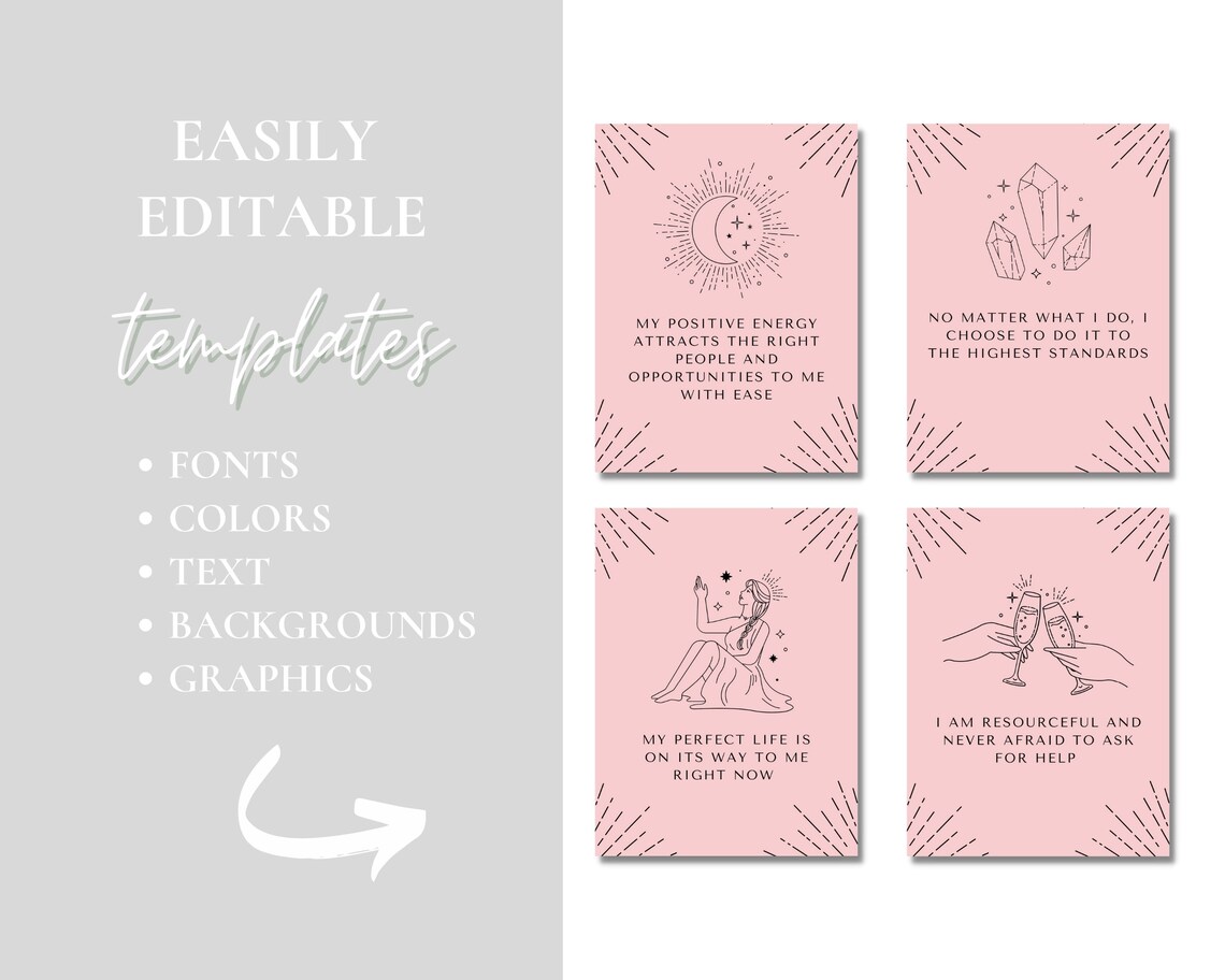 Affirmation Cards Template Canva, Affirmation Station, Printable ...