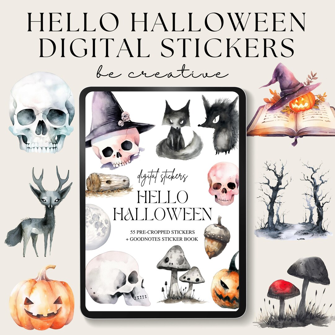 Hello Halloween Digital Stickers, Goodnotes Spookyl Stickers, Png ...