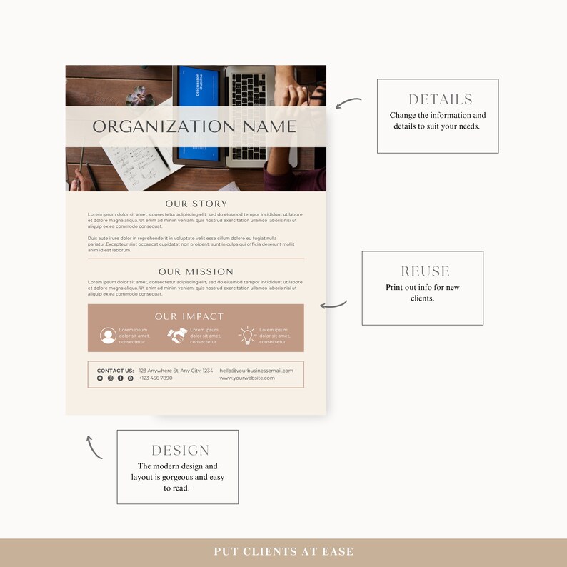 Nonprofit Overview Sheet, Canva Fundraising Template, Editable, About ...