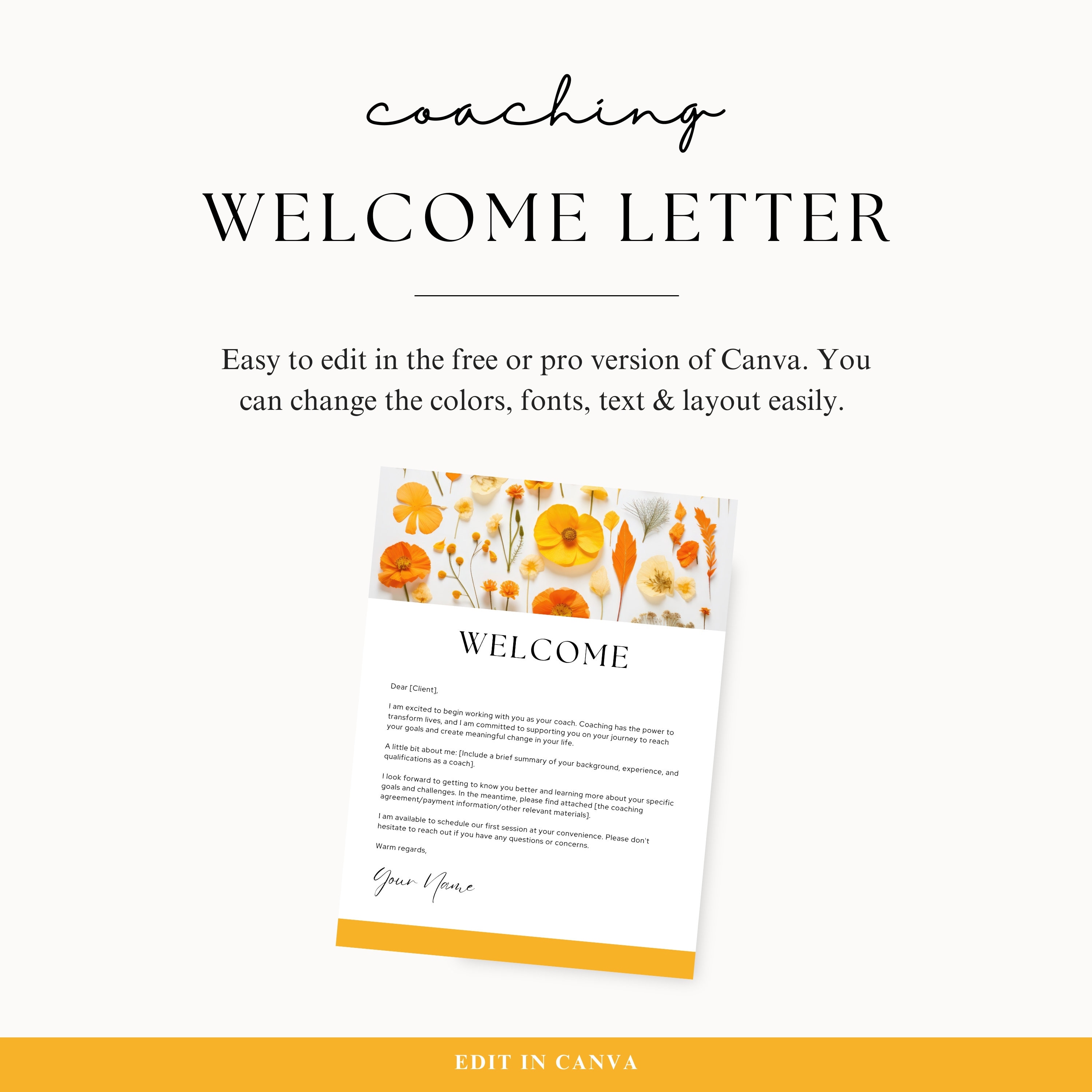 Coaching Client Welcome Letter, Done-for-you Email, Life Coaching ...