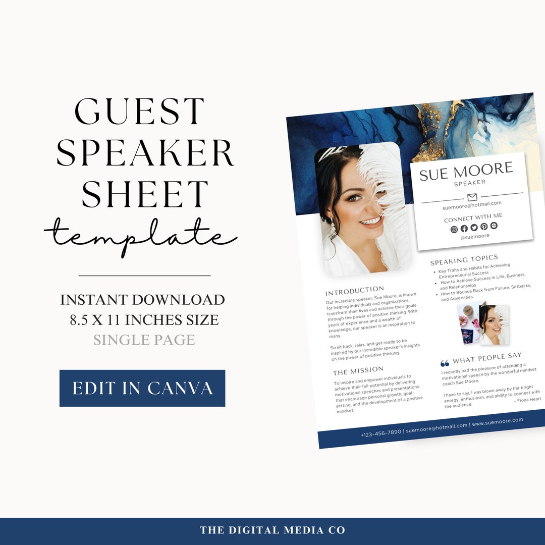 Guest Speaker Template | Single Sheet Presenter Template | Canva ...