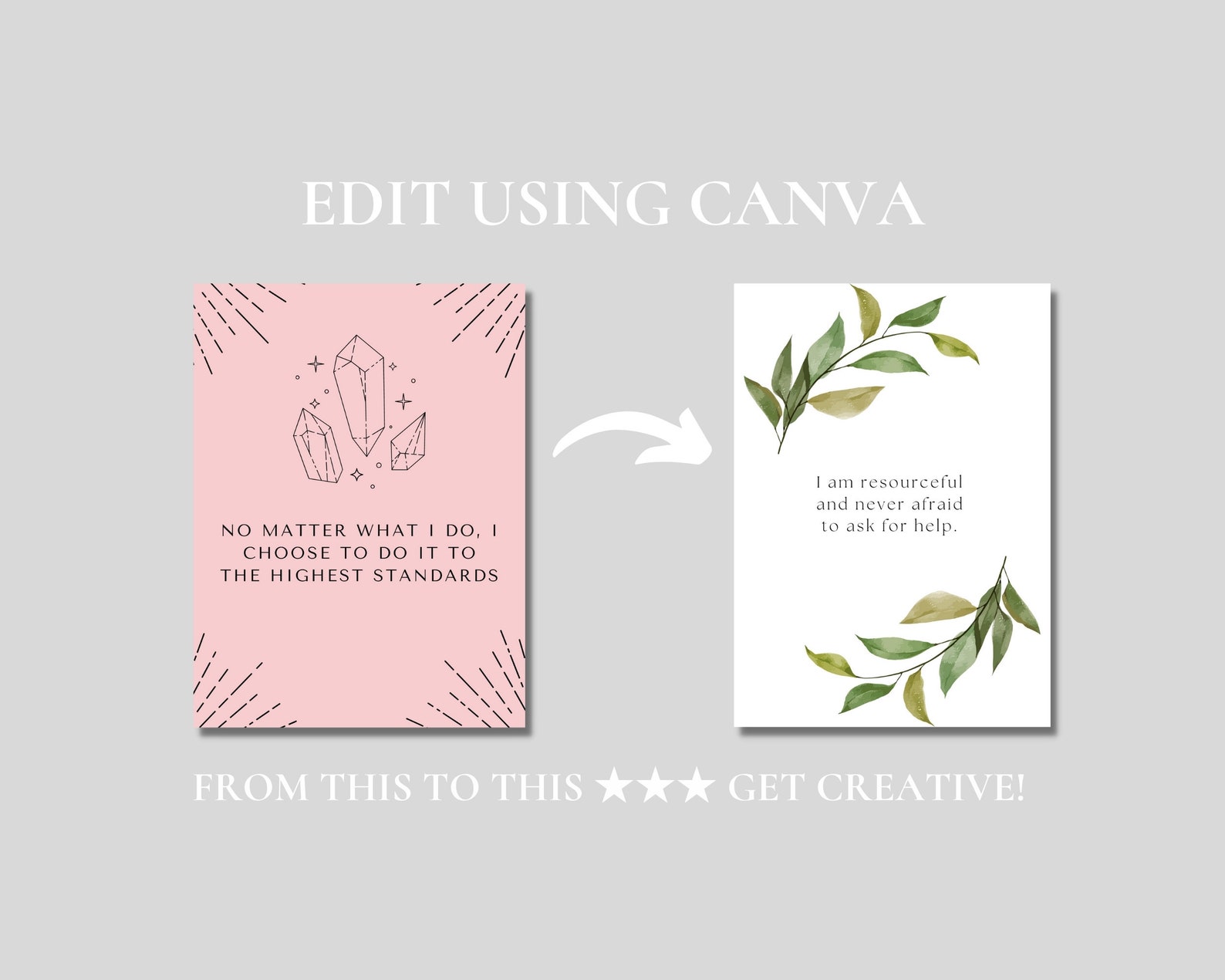 Affirmation Cards Template Canva Affirmation Station - Etsy