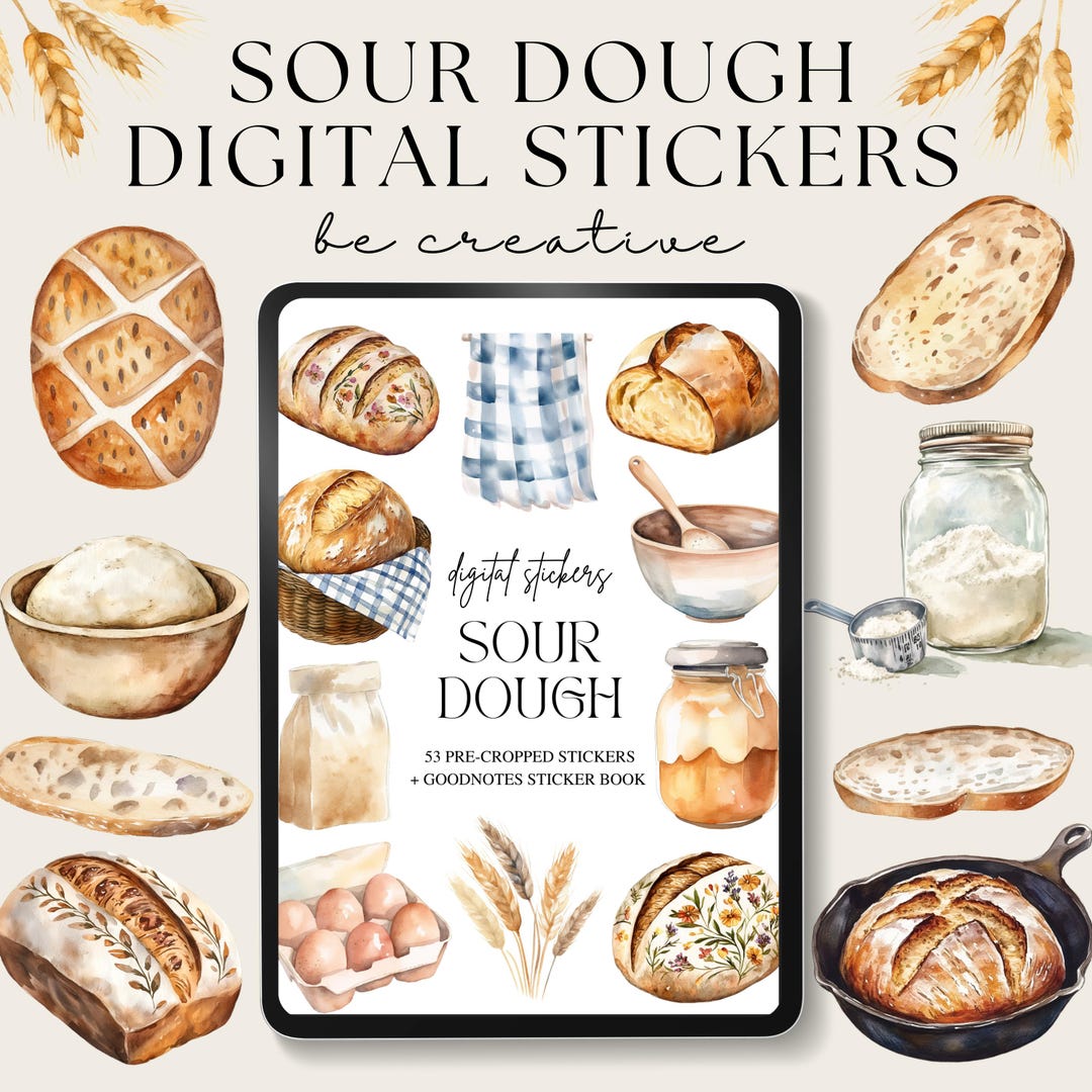 Sour Dough Stickers, Baker Sticker Book, Goodnotes Baking Stickers ...