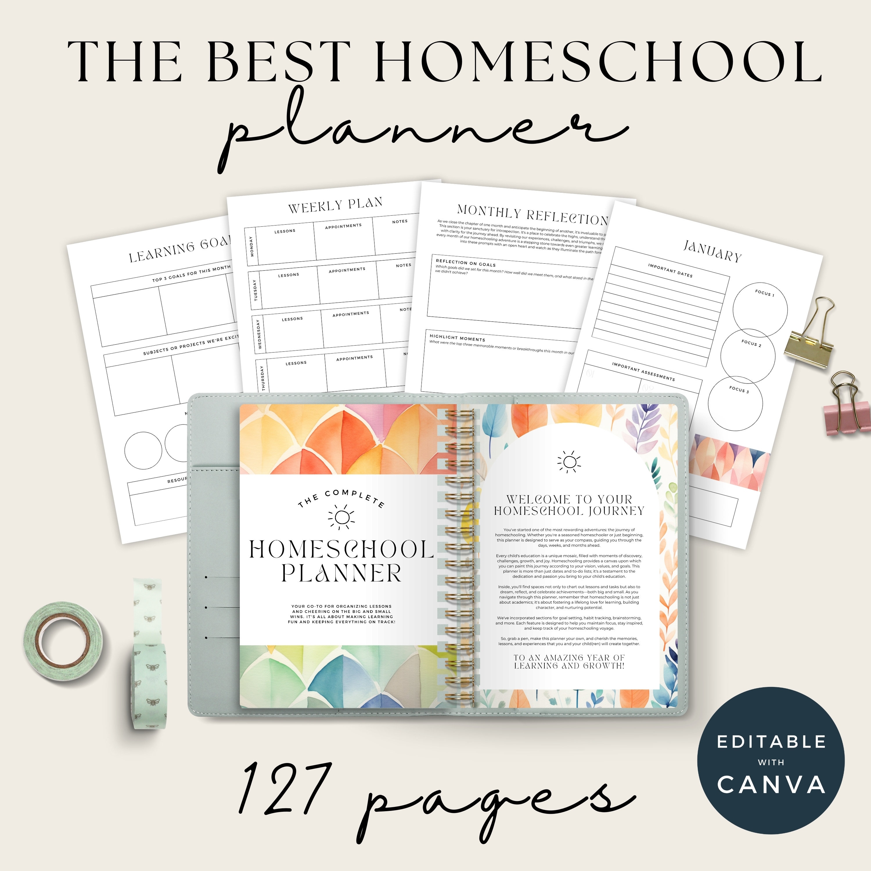 Homeschool Planner Monthly Planner Daily Schedule Home - Etsy