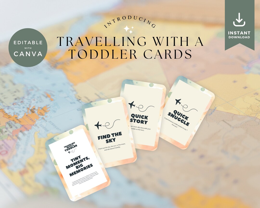 Travelling With A Toddler Cards, Fun Travel Deck for Parents, Printable ...