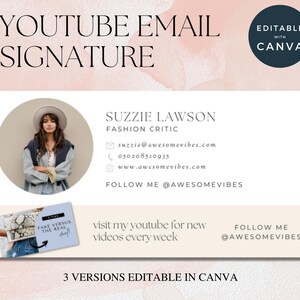 Youtuber Email Signature, Youtube Branding Kit, Editable Email ...