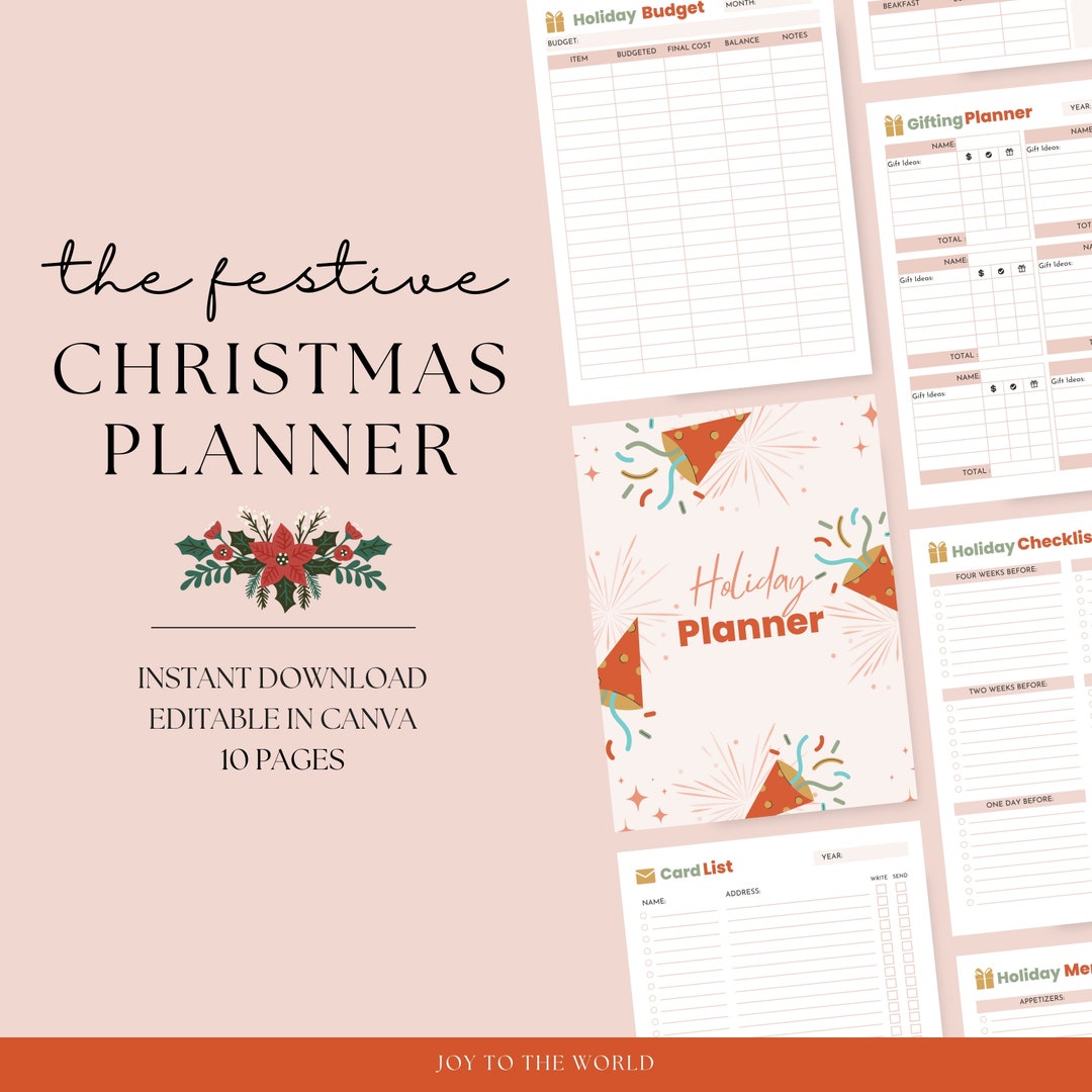 Christmas Planner Printable | Holiday Planner | Editable Canva Template ...