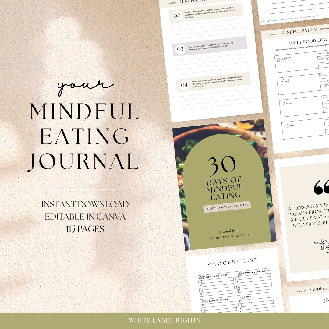 Mindful Eating Journal, Self Love Planner, Canva Life Coaching Journal ...
