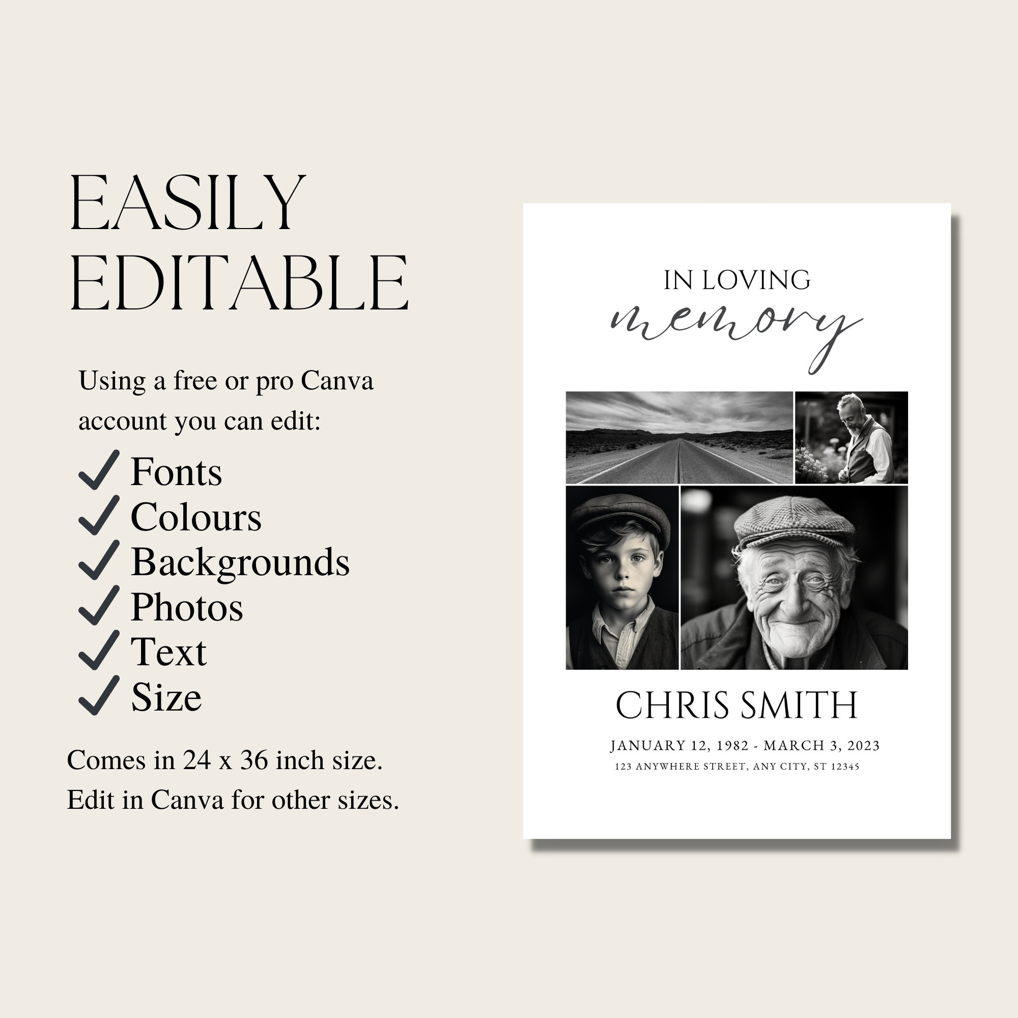 In Loving Memory Funeral Welcome Sign, Minimalist Celebration of Life ...