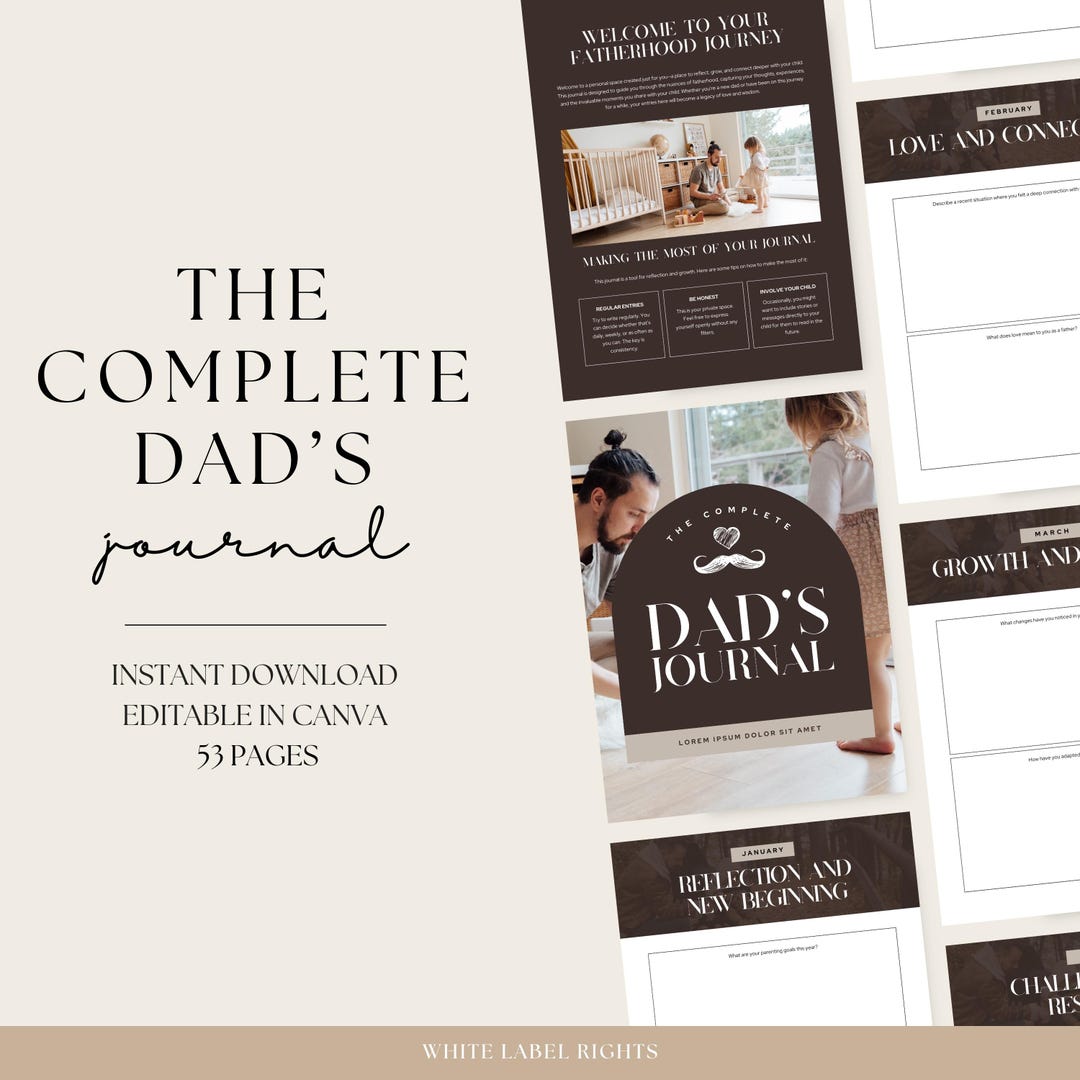 Dad Journal, Guided Dad Memory Book, Father's Reflection Journal, Canva ...