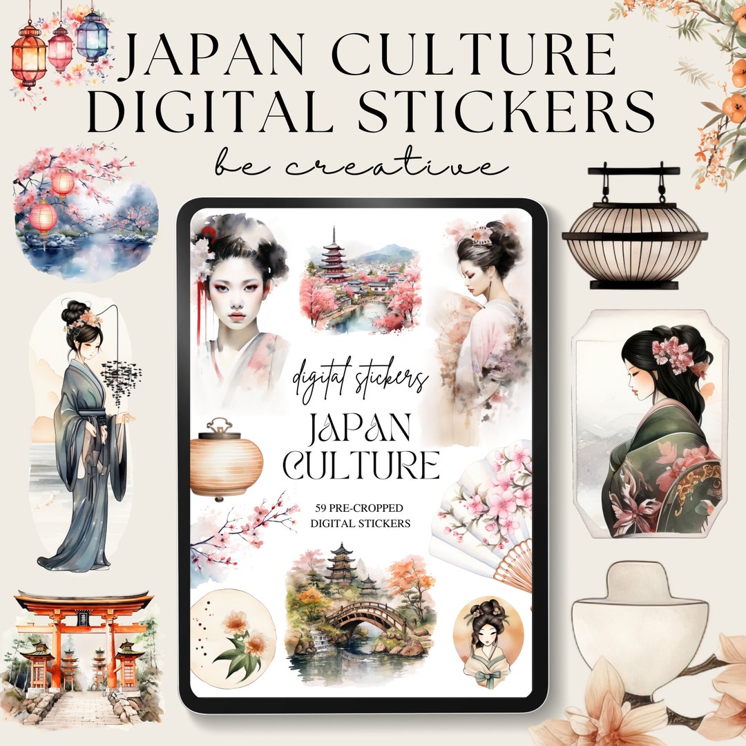 Japanese Geisha Digital Planner Stickers, Digital Sticker Book ...