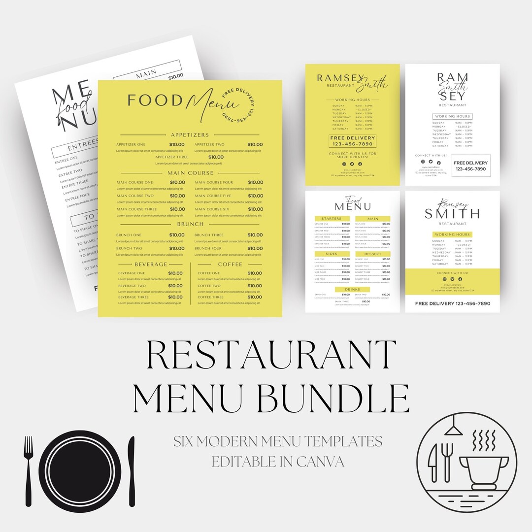 Canva Restaurant Menu Template | Diner Instant Download | Digital ...