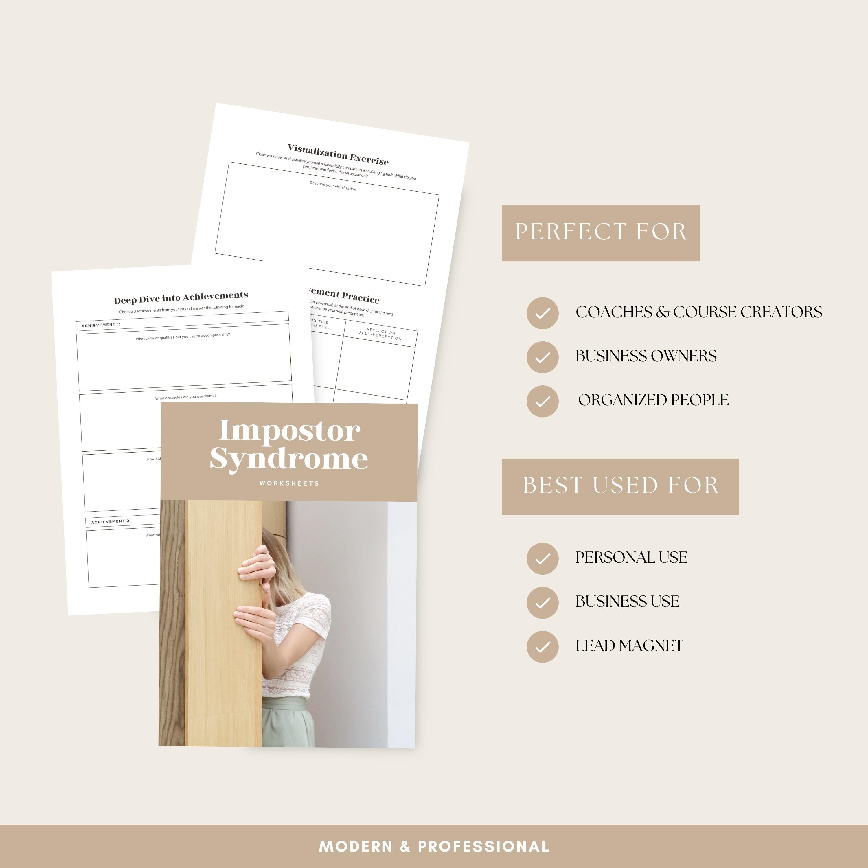 Imposter Syndrome Worksheet, Printable Self-help Worksheet for ...