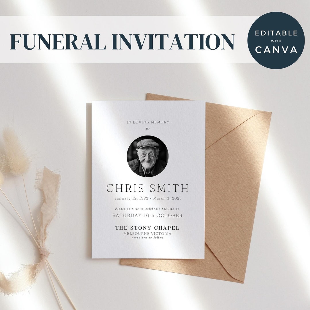 Plantilla de invitación al funeral espiritual, invitación al funeral ...