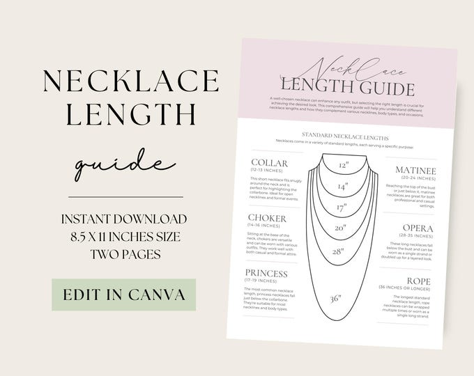 Necklace Length Size , Editable Necklace Reference Guide Template ...