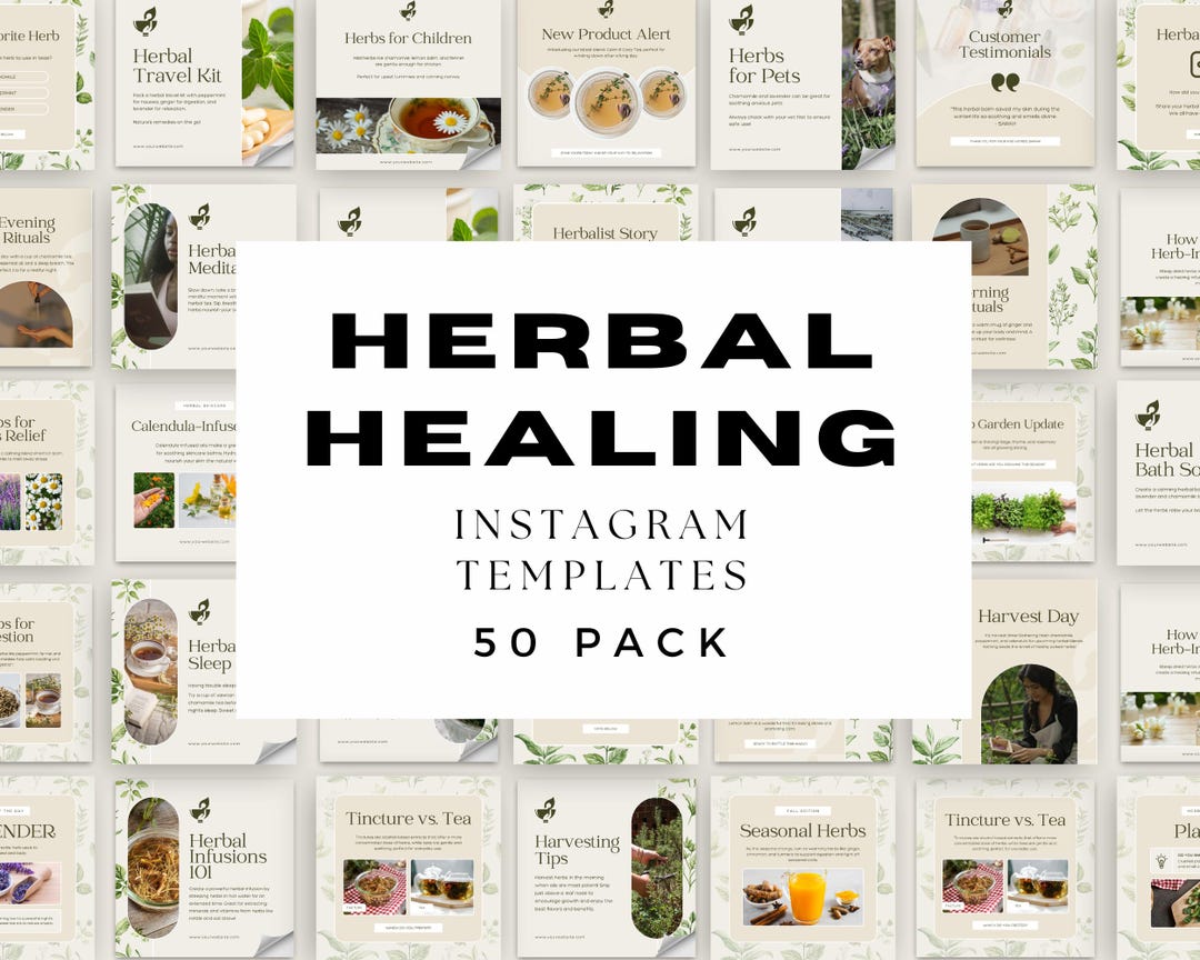 Herbal Healing Templates, Holistic Social Media Posts, Canva Templates ...