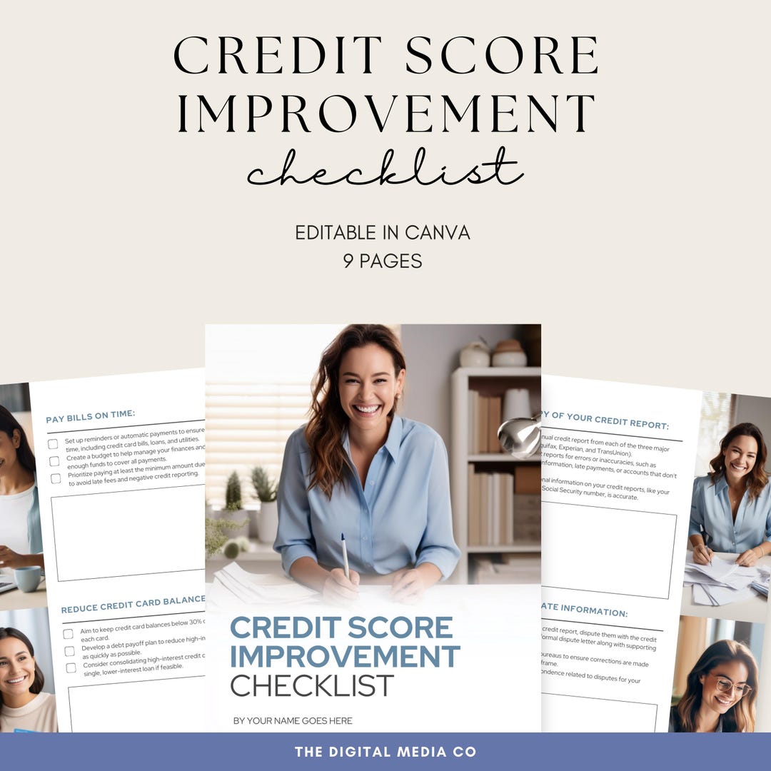 Credit Score Improvement Checklist, Editable Finance Sheet, Credit ...
