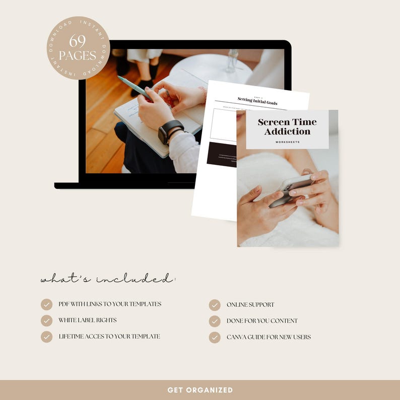 Screen Time Addiction Worksheets, Canva Digital Detox Workbook, Tech ...