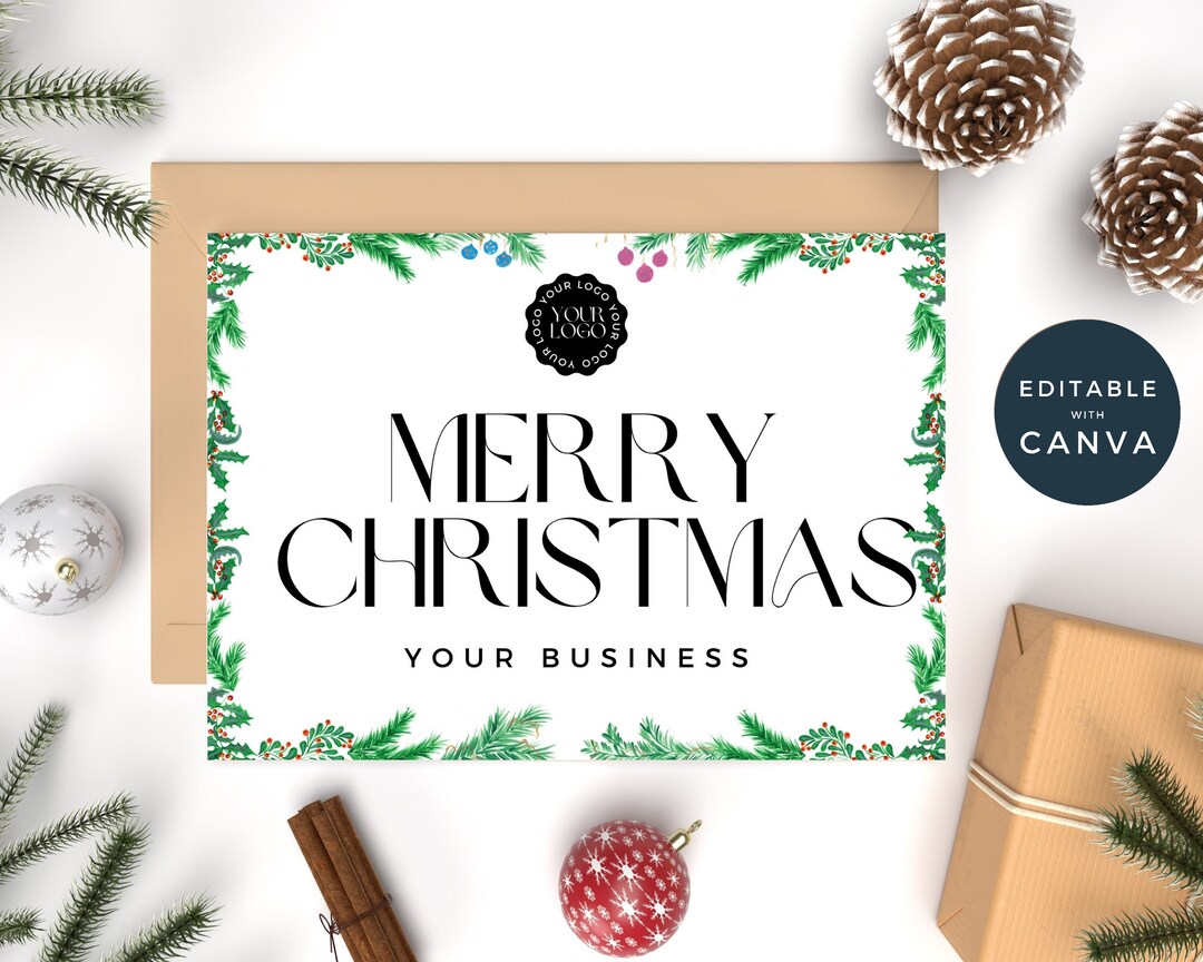 Canva Editable Christmas Card Template, Entrepreneur Holiday Card ...