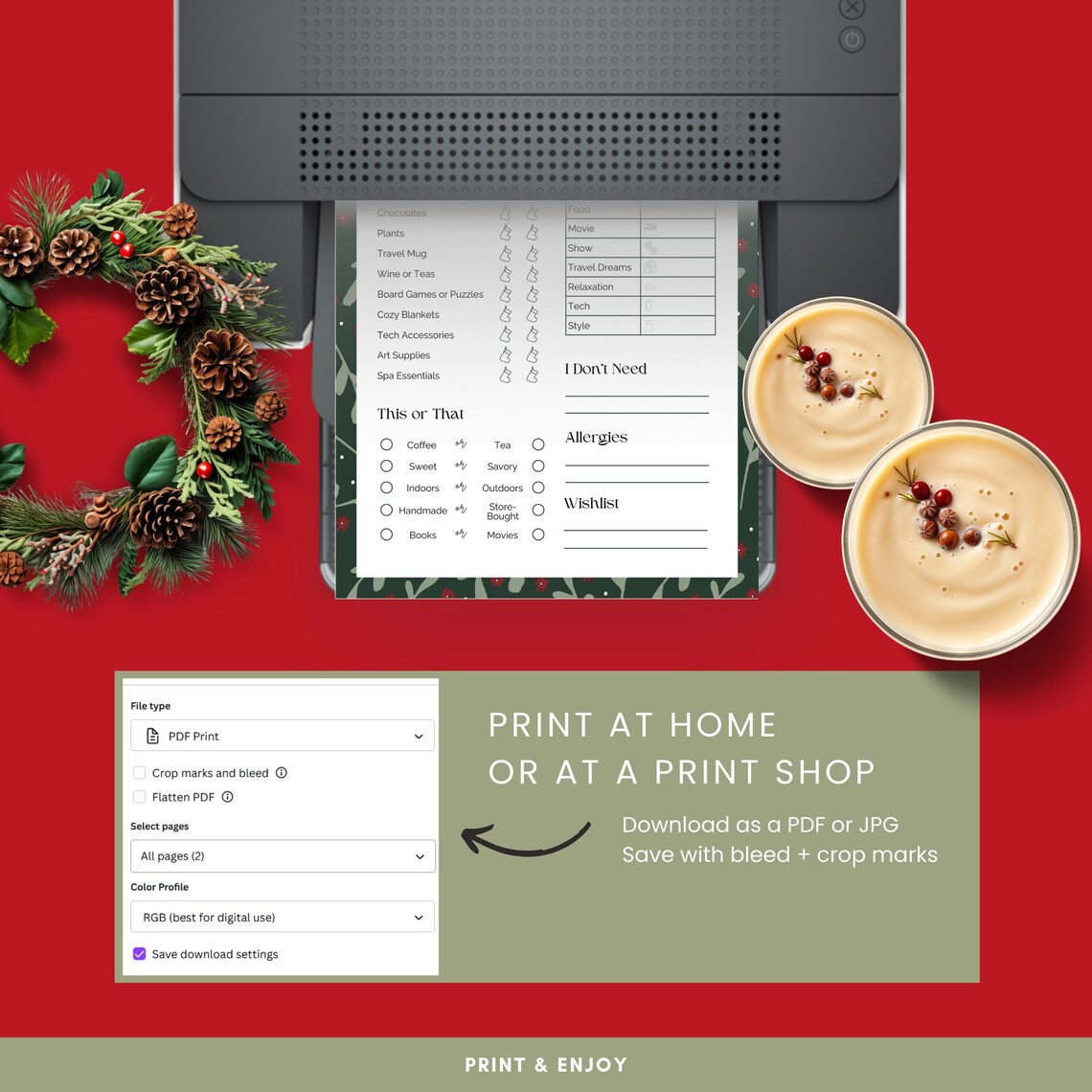 Secret Santa Questionnaire | North Pole Printable | Holiday Wishlist ...