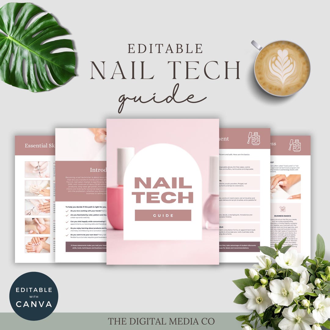 Editable Nail Tech Guide Canva Template | Nail Technician Handbook ...