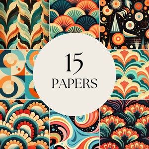 Digital Paper Pack, Retro Backgrounds and Patterns, Art Inspired ...