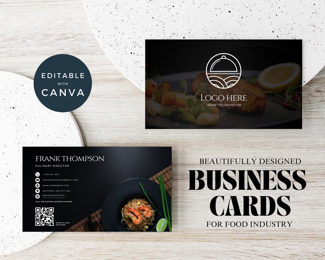 Editable Food Industry Business Card | Double-sided Chef Business Card ...